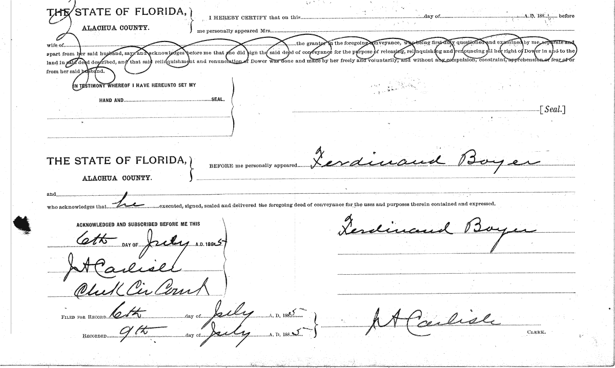 Deed Record V, Alachua County, Florida