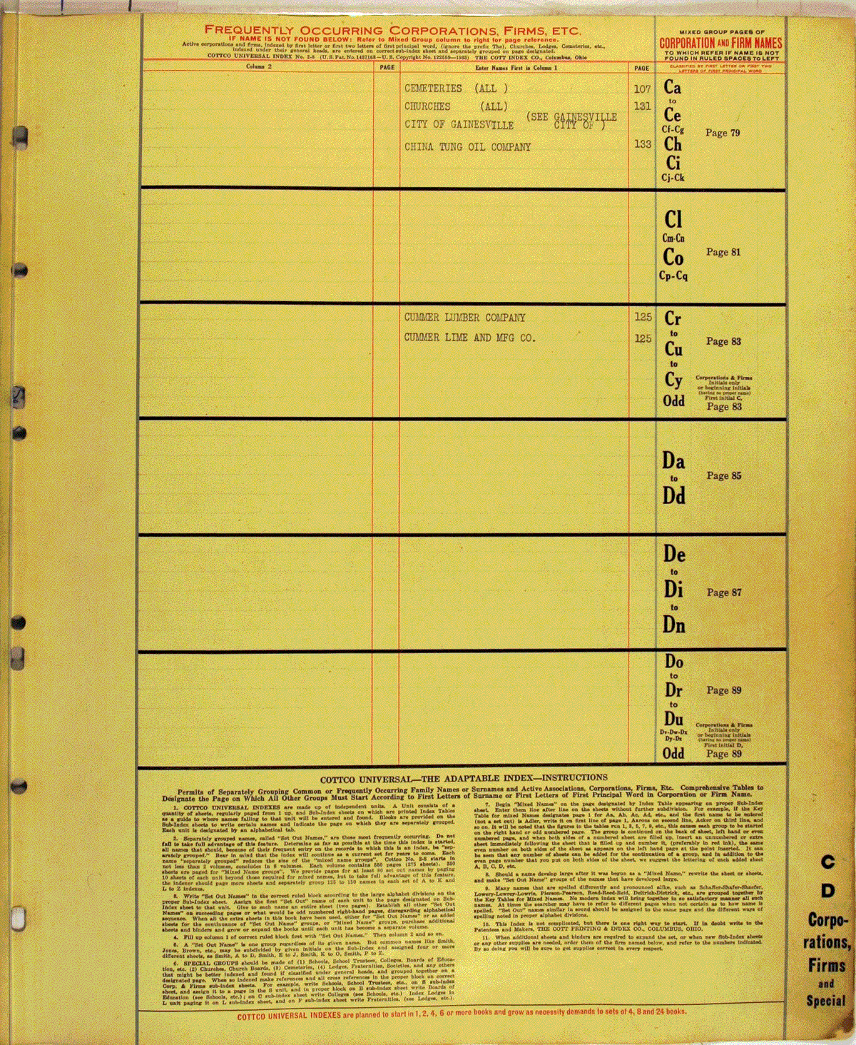 Deed Index Grantor C D, Alachua County, Florida