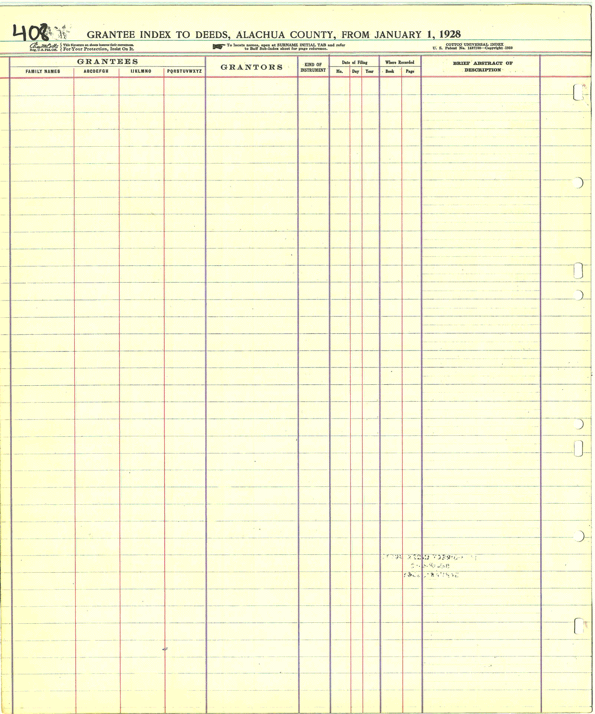 Deed Index Grantee N O P Q R, Alachua County, Florida