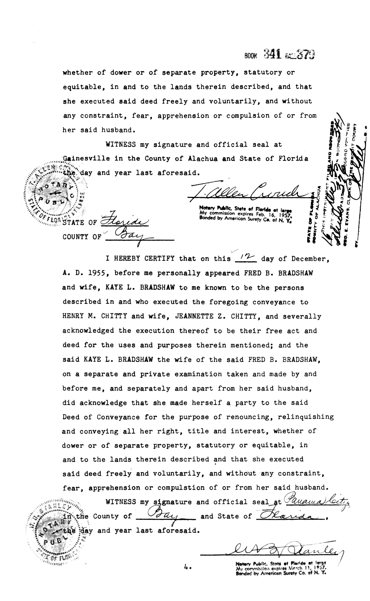 Deed Record 341, Alachua County, Florida