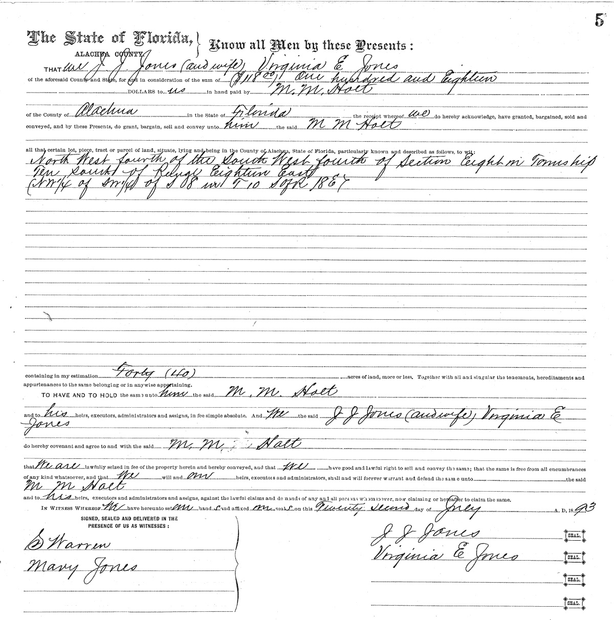 Deed Record 40, Alachua County, Florida