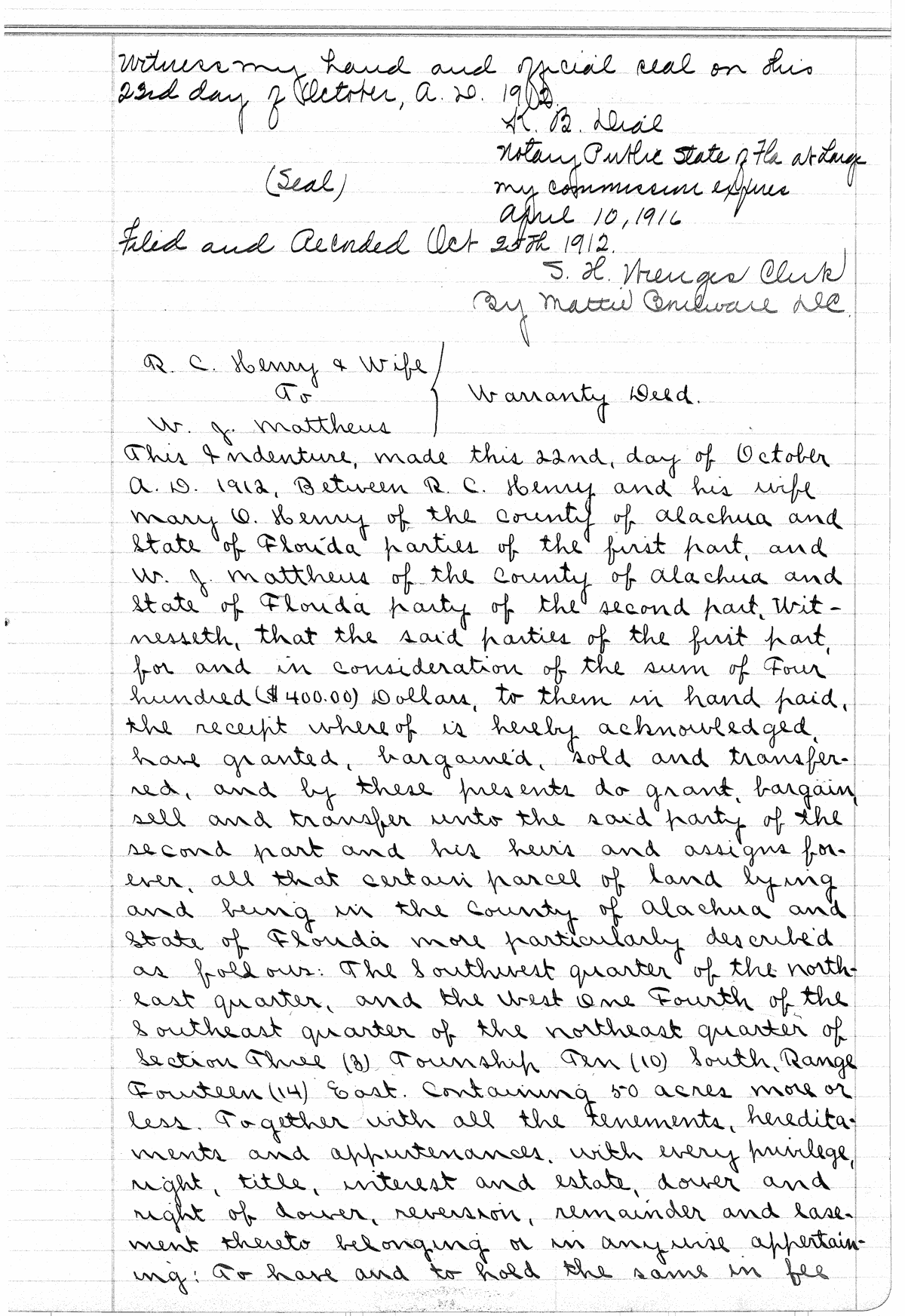 Deed Record 89, Alachua County, Florida